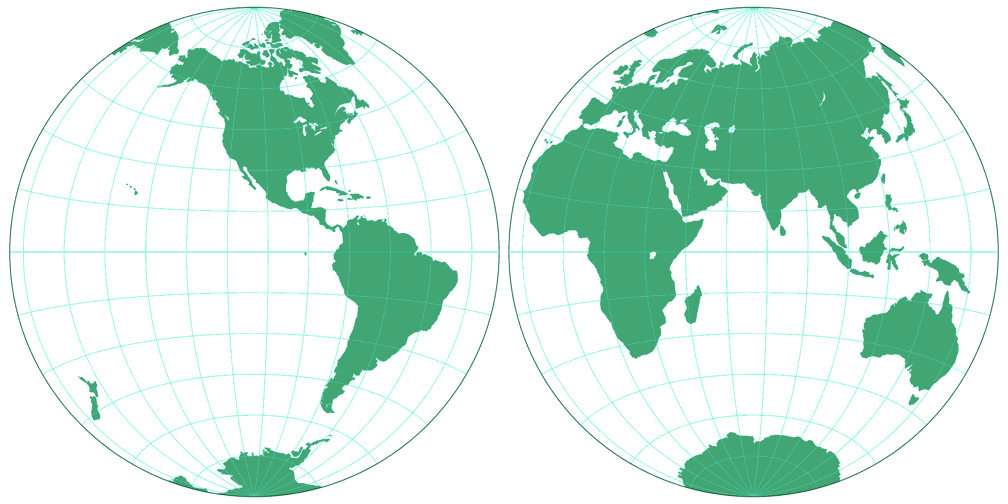 Azimuthal Equidistant Projection (Hemispheres): Compare Map Projections